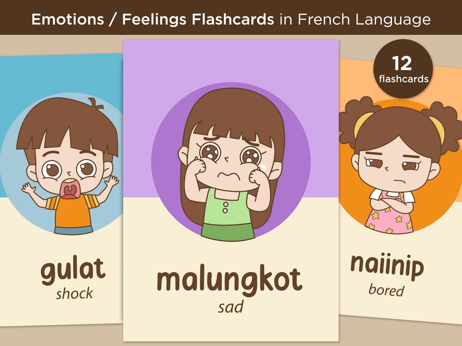 Filipino Emotions Flashcards, Tagalog Feelings Flashcards, Printable ...