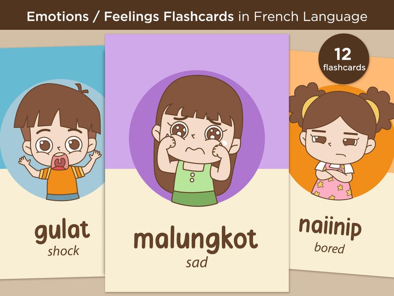 Filipino Emotions Flashcards, Tagalog Feelings Flashcards, Printable ...