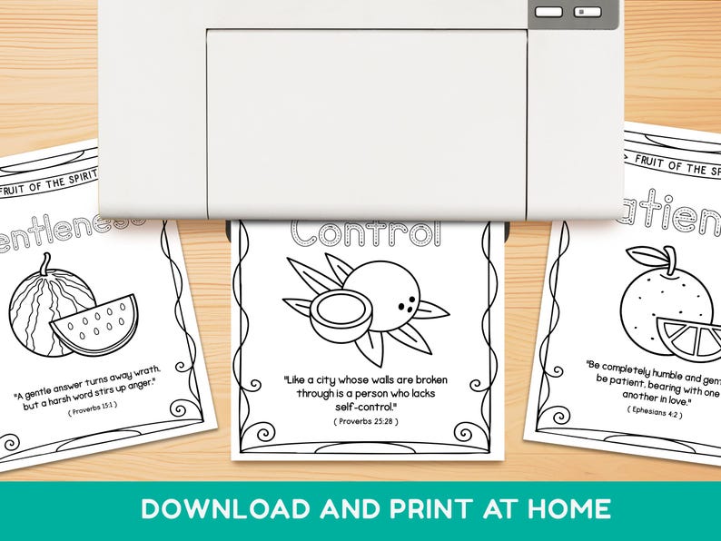 Fruits of the Spirit Coloring and Tracing Pages, Christian Printable ...