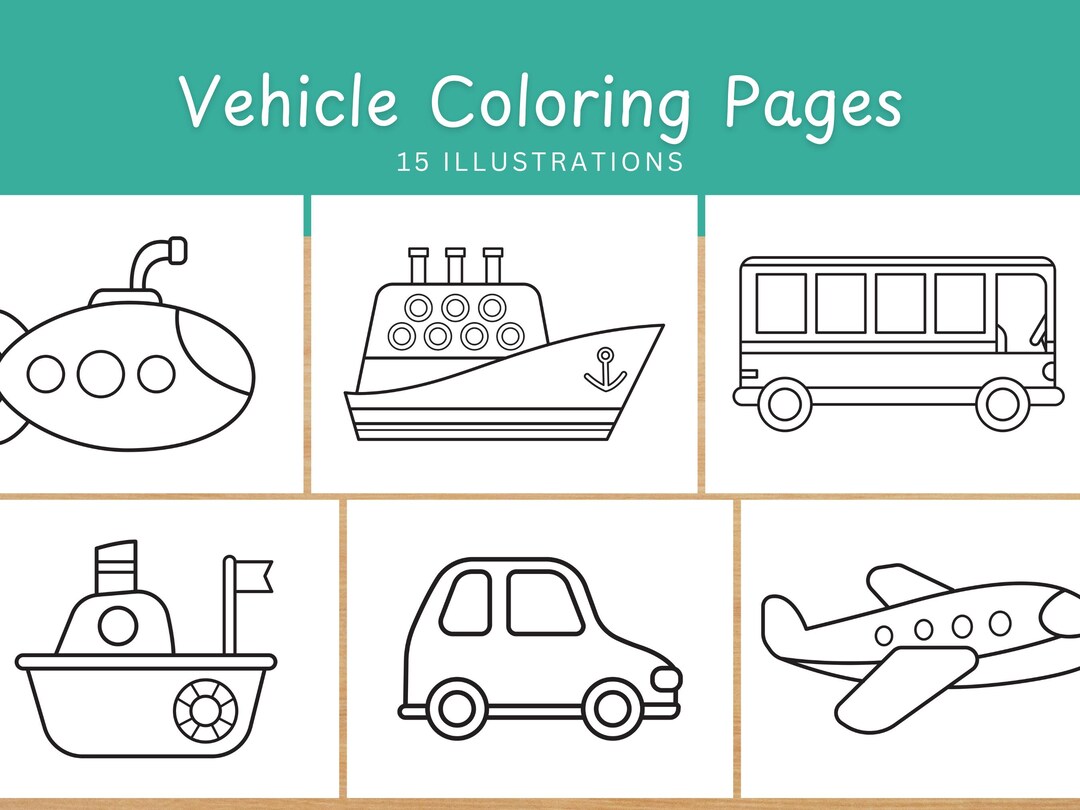 Cute Vehicle Transportation Coloring Pages, Printable Fun Educational ...