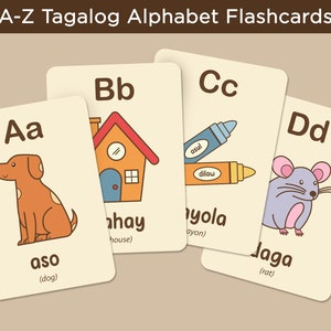 Filipino Alphabet Flashcards, Tagalog Flashcards Alphabets With English ...