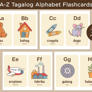 Filipino Alphabet Flashcards, Tagalog Flashcards Alphabets With English ...