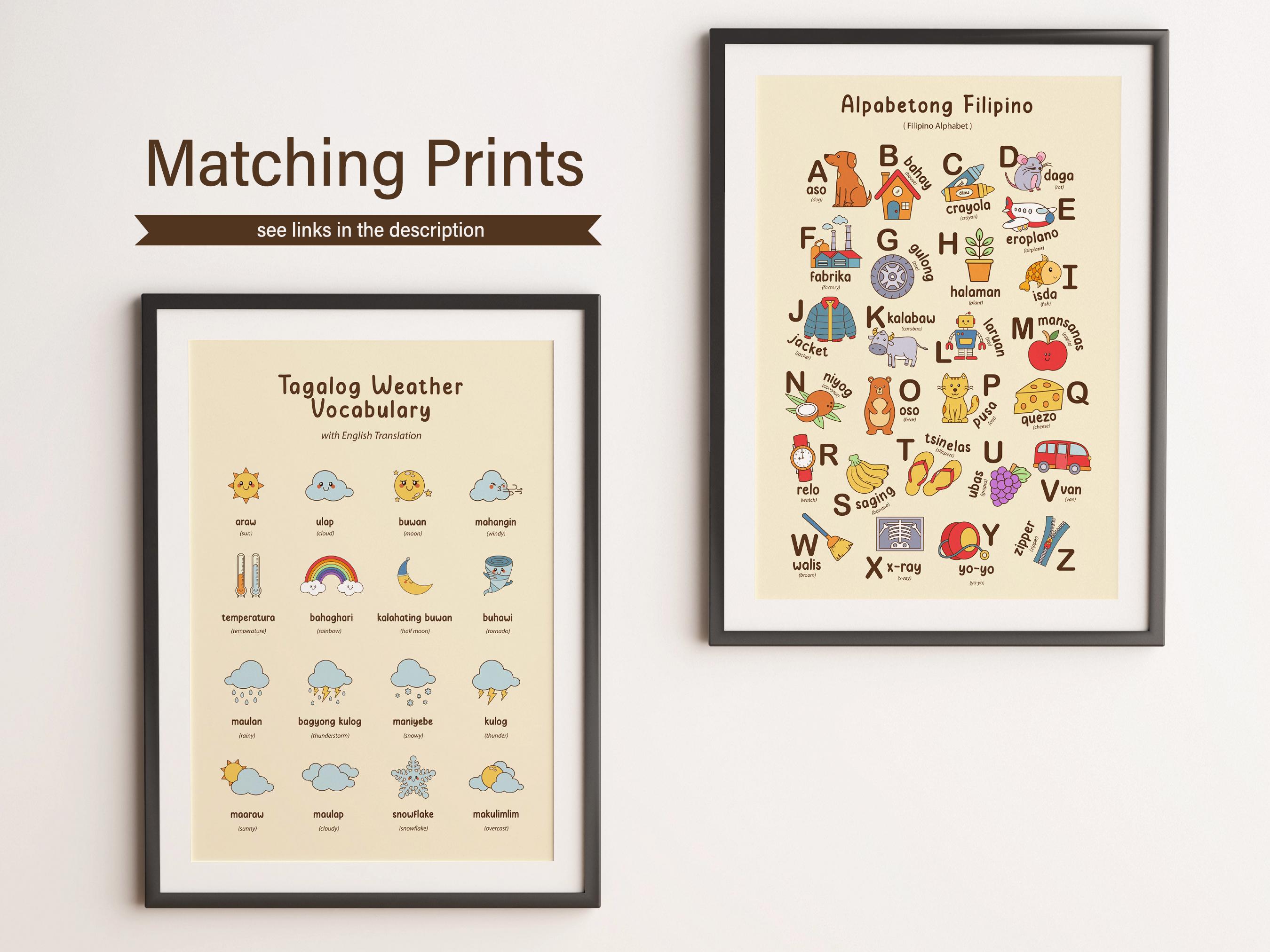 Tagalog Learning Emotions Matte Vertical Posters, Feelings Chart ...