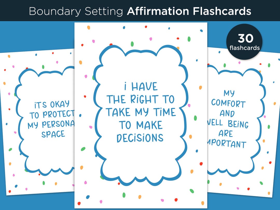 30 Boundary Setting Affirmation Flashcards, Therapy Resources, Self ...