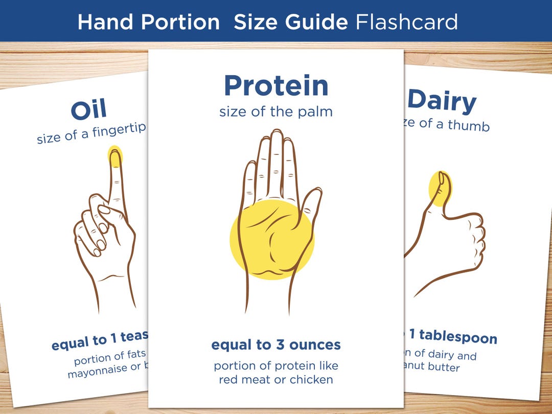 Hand Portion Food Guide Flashcards, Portion Control Guide, Portion Size ...
