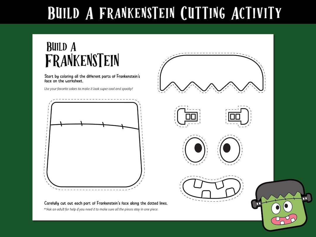 Build A Frankenstein Craft for Kids, Halloween Paper Craft, Halloween ...
