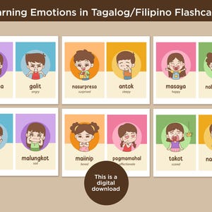 Filipino Emotions Flashcards, Tagalog Feelings Flashcards, Printable ...