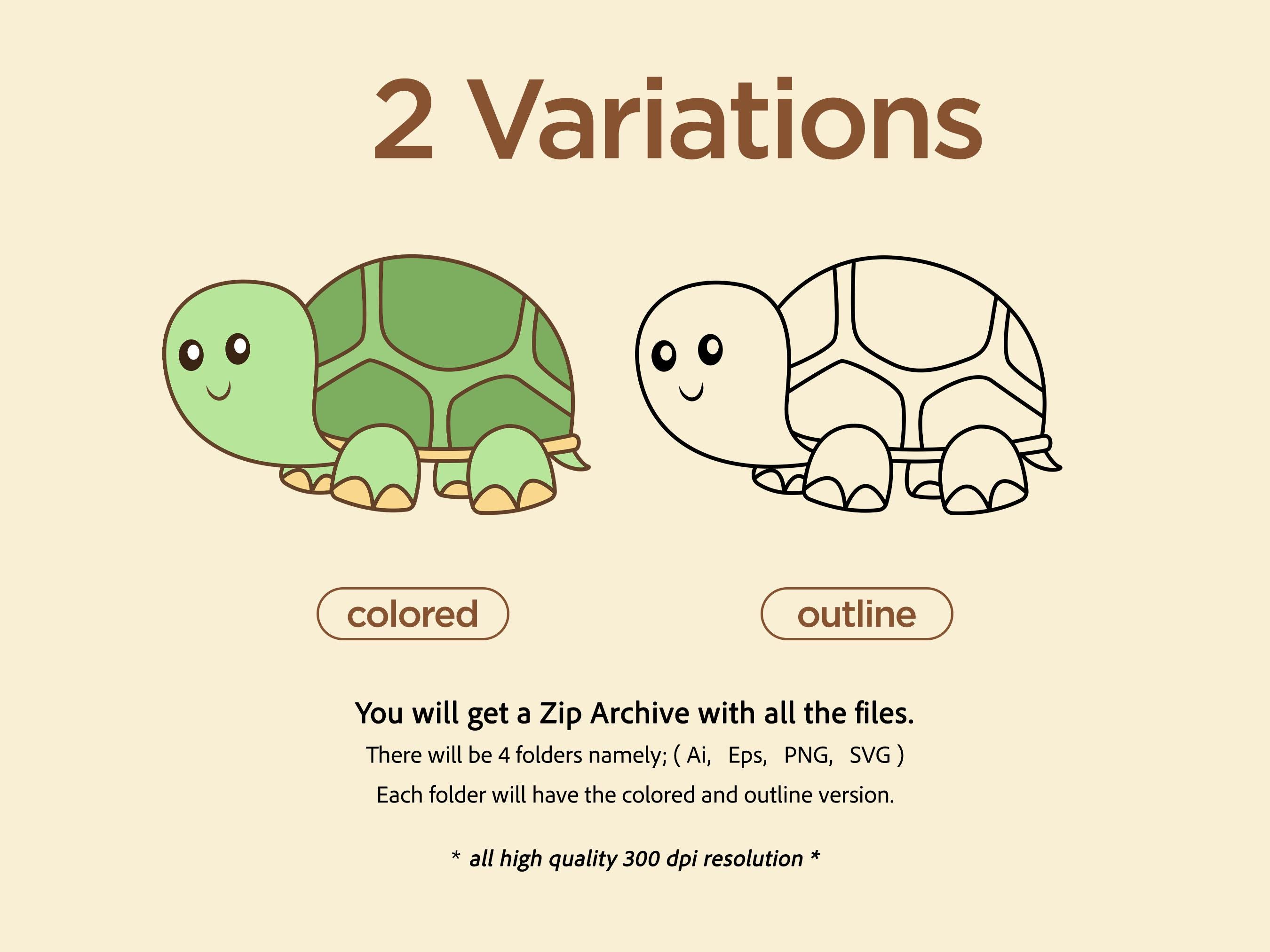 Cute Turtle Clipart, Simple Turtle Svg, Baby Sea Turtle SVG, PNG ...