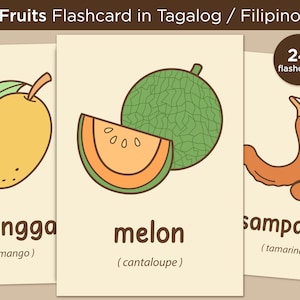 Tagalog Fruits Flashcards With English Translation, Filipino Printable ...