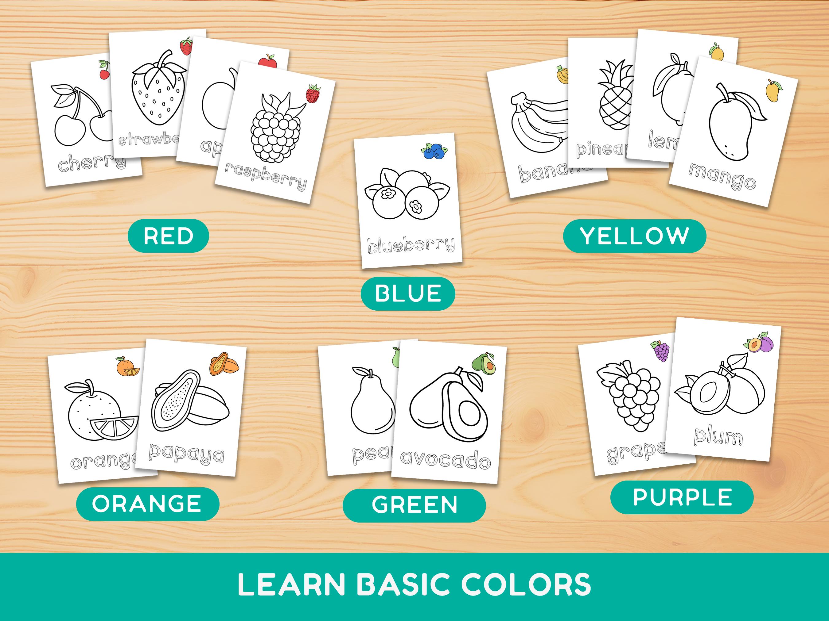 Fruits Coloring Page for Kids | Learn Colors Activity | Preschool ...