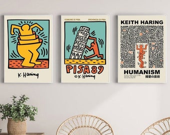 Set of 3 Prints , Keith Haring Poster , Keith Haring Wall Art , Keith ...