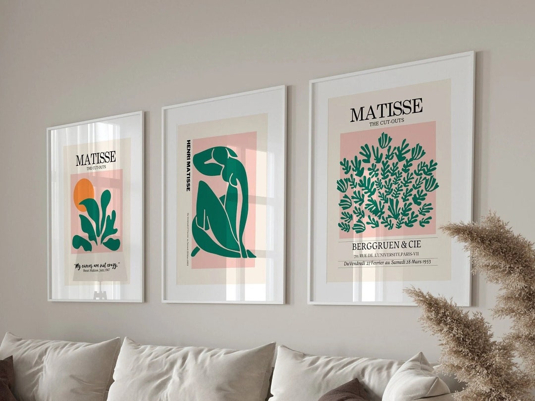 Henri Matisse Set of 3 Wall Art, Gallery Wall Set, Green Matisse Print ...