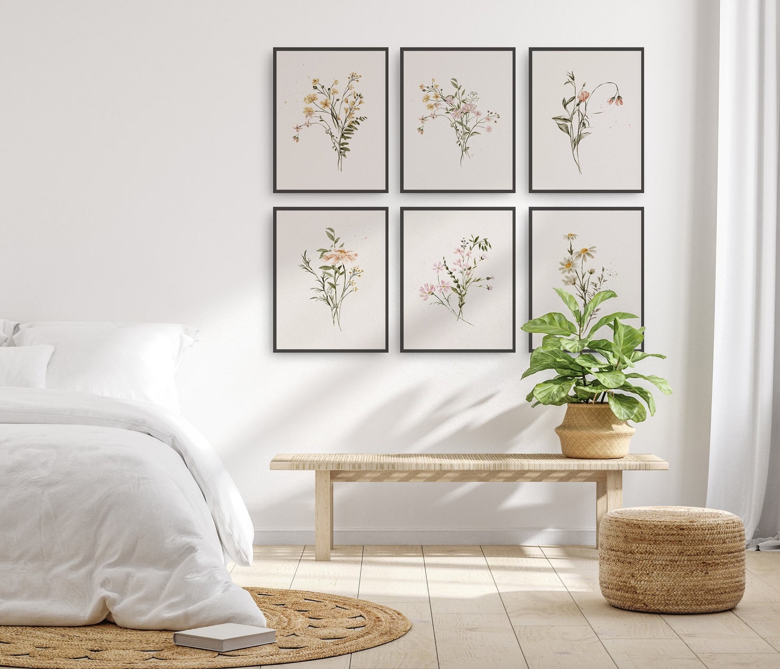 Watercolor Wildflower Wall Art, Wildflower Set of 6 Wall Art, Wild ...