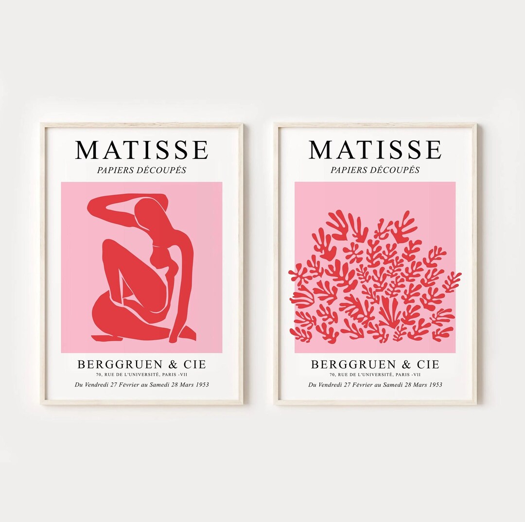 Pink and Red Matisse Print Set of 2, Abstract Wall Art, Henri Matisse ...