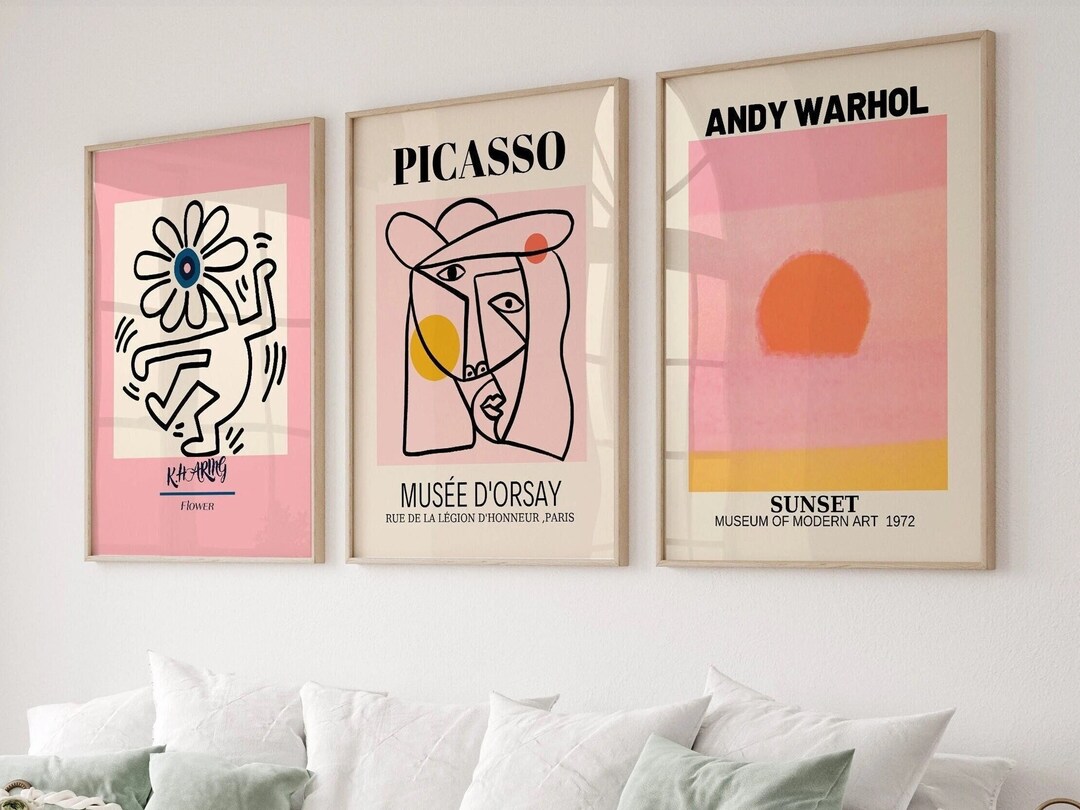 Gallery Wall Art Set of 3 Prints, Picasso Print, Andy Warhol Poster ...
