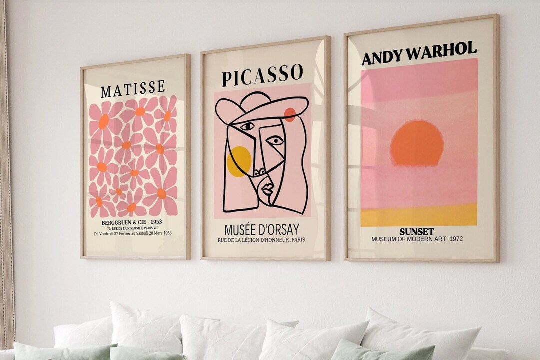 Gallery Wall Art Set of 3 Prints, Picasso Print, Andy Warhol Poster ...