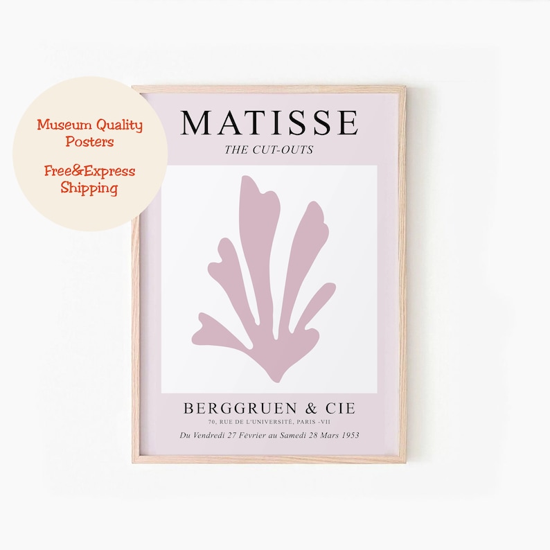 Pastel Matisse Print Set of 6, Blush Pink Lilac Grey Abstract Wall Art ...