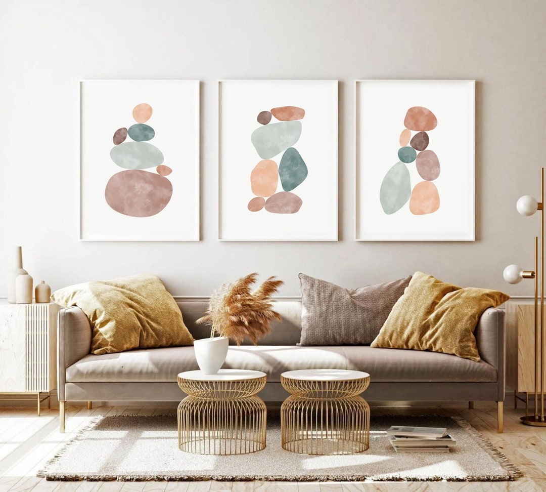 Abstract Shapes Print Set of 3, Geometric Poster Bundle, Modern Gallery ...
