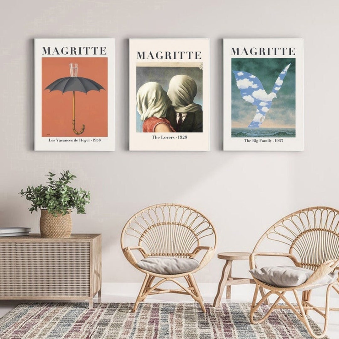 Set of 3 Prints , René Magritte Poster , Magritte Lovers Print ...