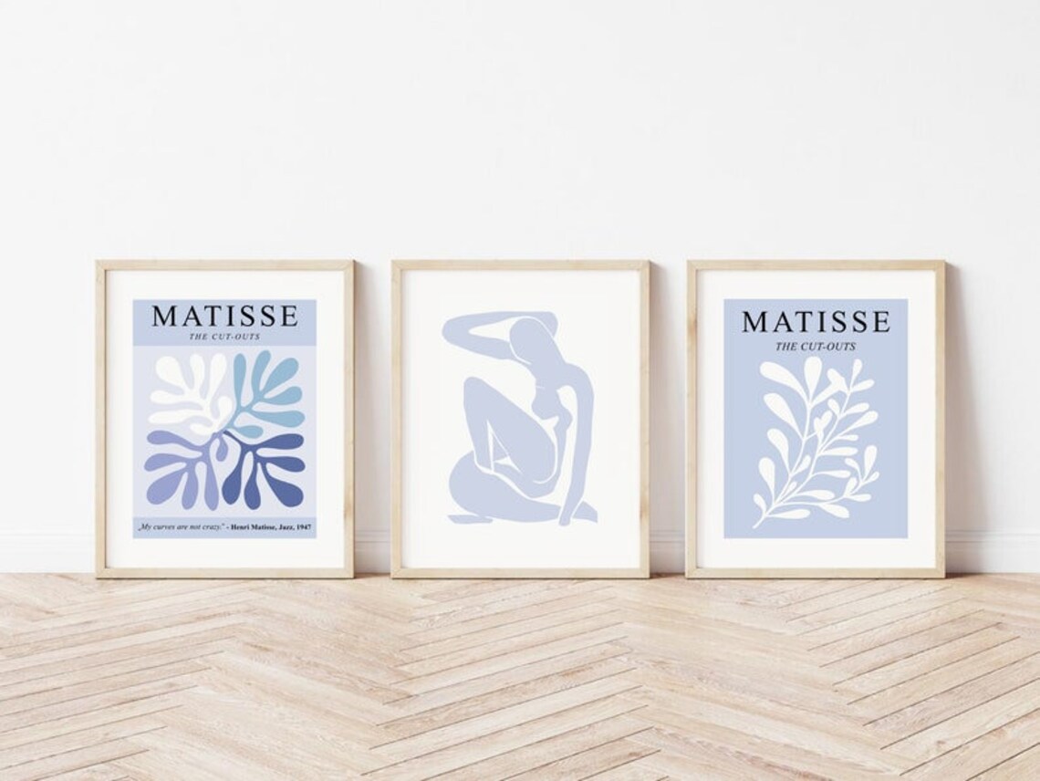 Baby Blue Matisse Print Set of 3 , Abstract Wall Art , Henri Matisse ...