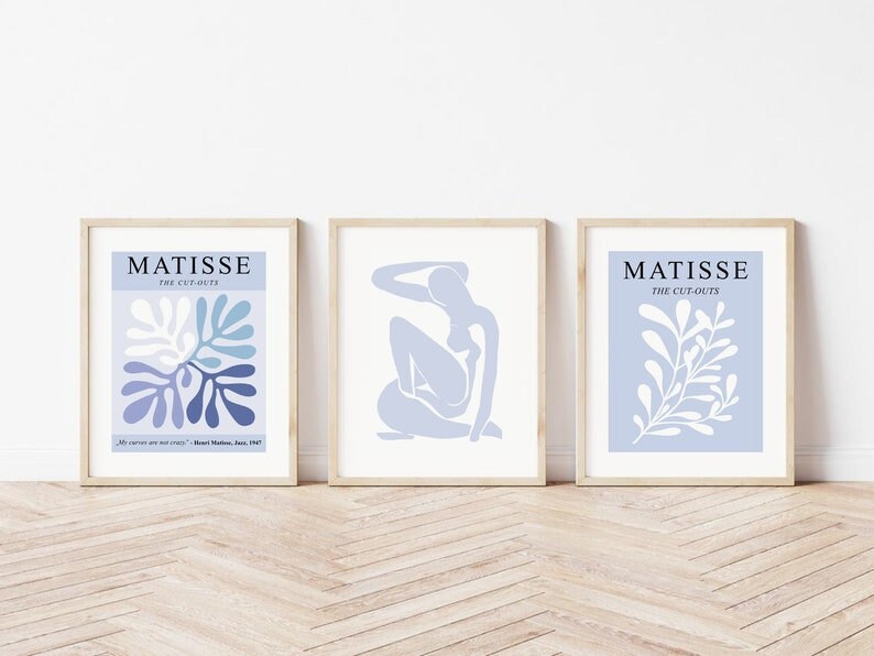 Baby Blue Matisse Print Set of 3 , Abstract Wall Art , Henri Matisse ...