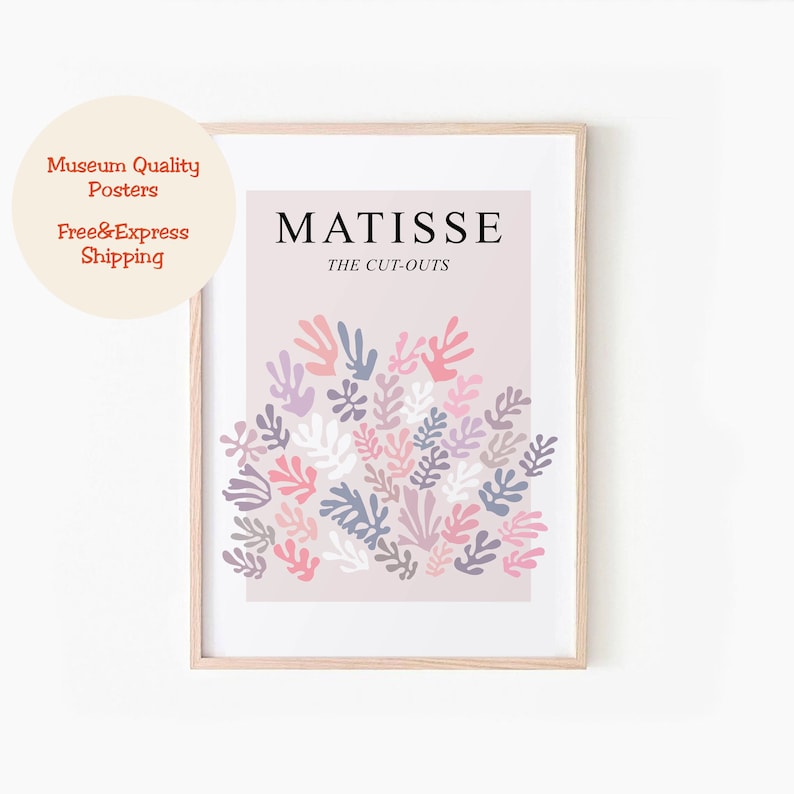 Pastel Matisse Print Set of 6, Blush Pink Lilac Grey Abstract Wall Art ...