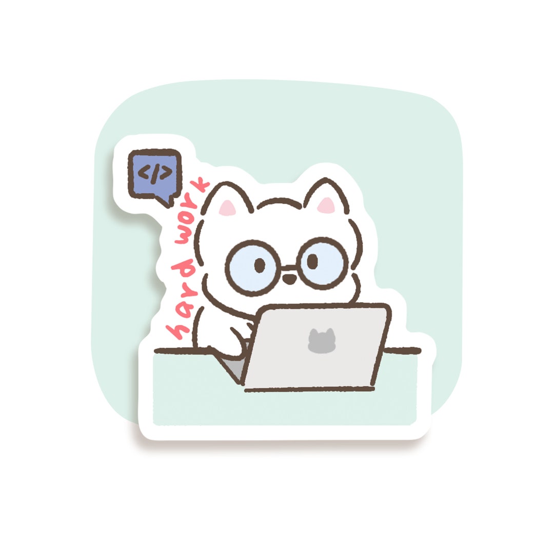 Hard Work | Puppy Sticker Flake | Laptop Sticker | Journal Sticker ...