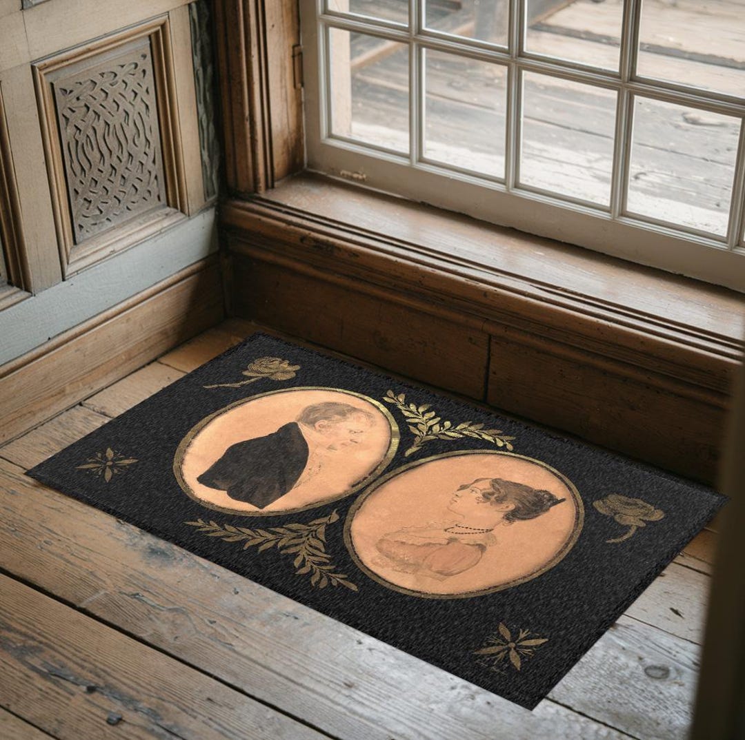 Primitive 18th Century Couple Rug - Historical Art, Home Decor ...