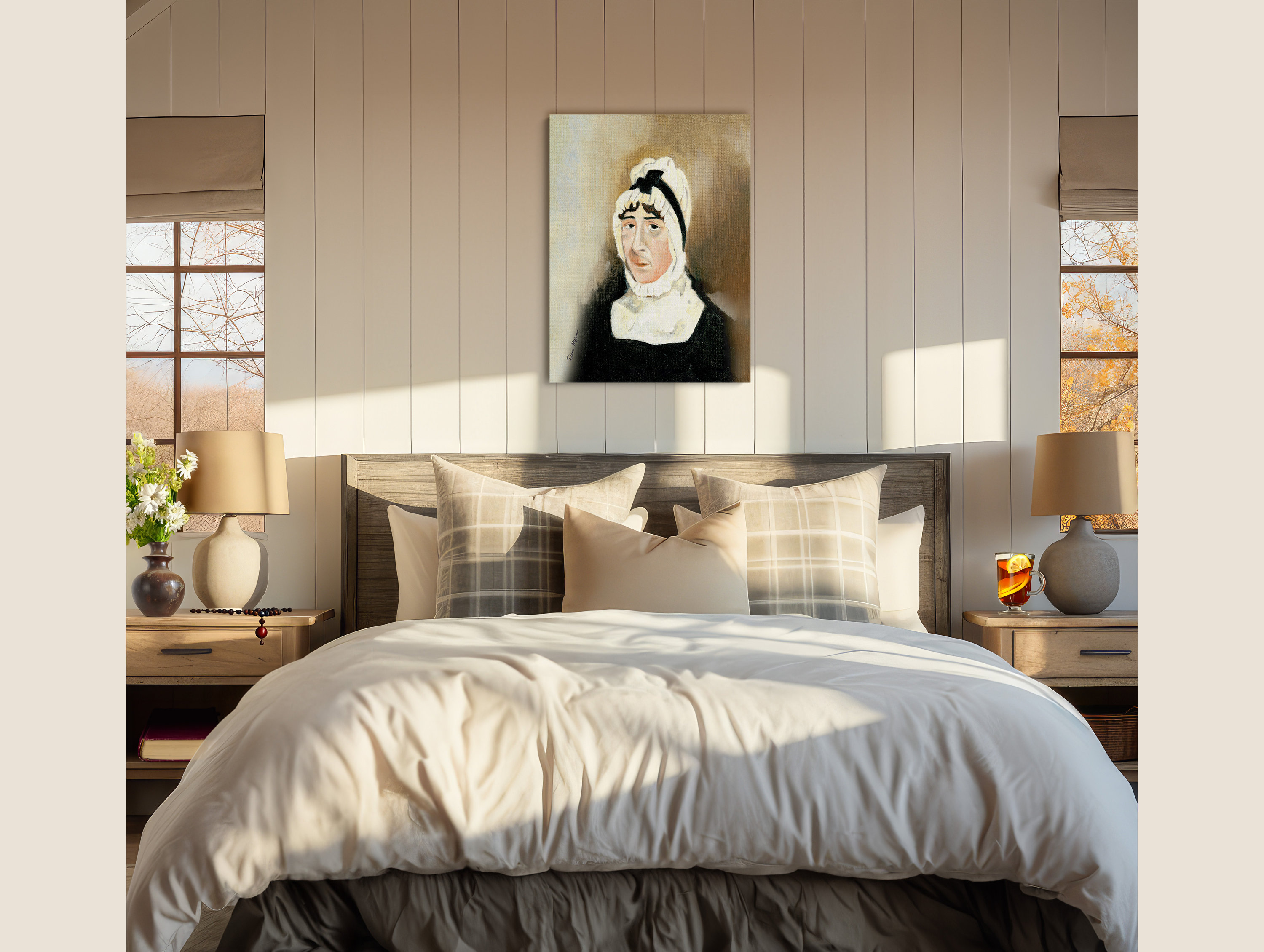 Portrait of a Quaker Woman, Wall Art, Oil Painting, Folk Art Picture ...