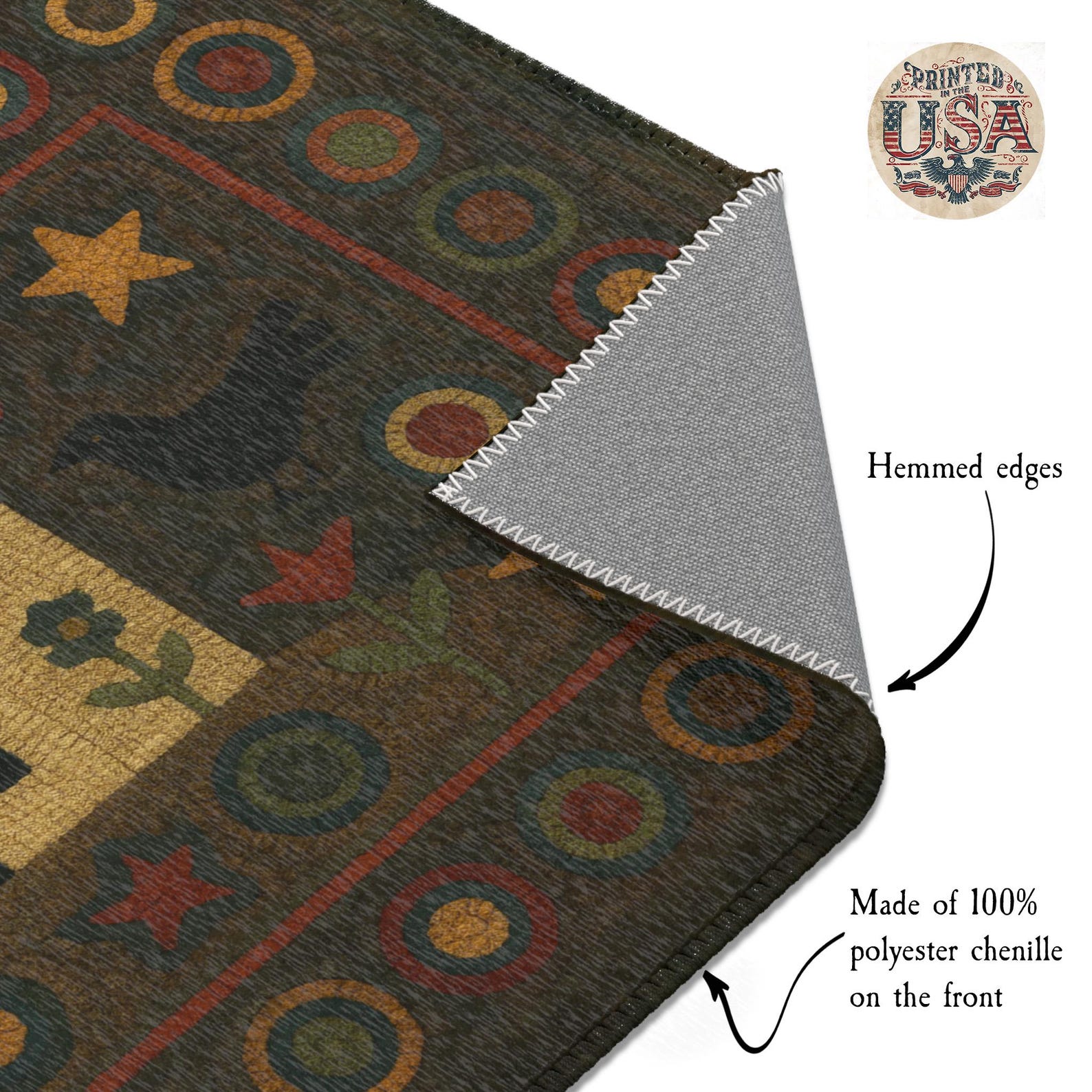 Primitive Saltbox House Penny Rug - Primitive Style, Colonial Folk Art ...