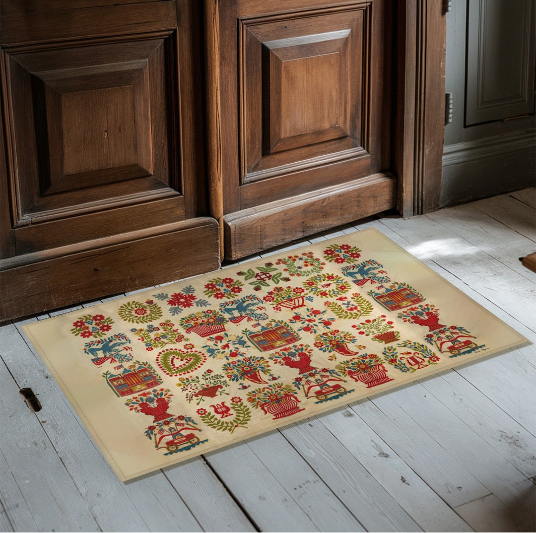 Colonial America Folk Art Floor Rug With Patriotic Baltimore Album ...