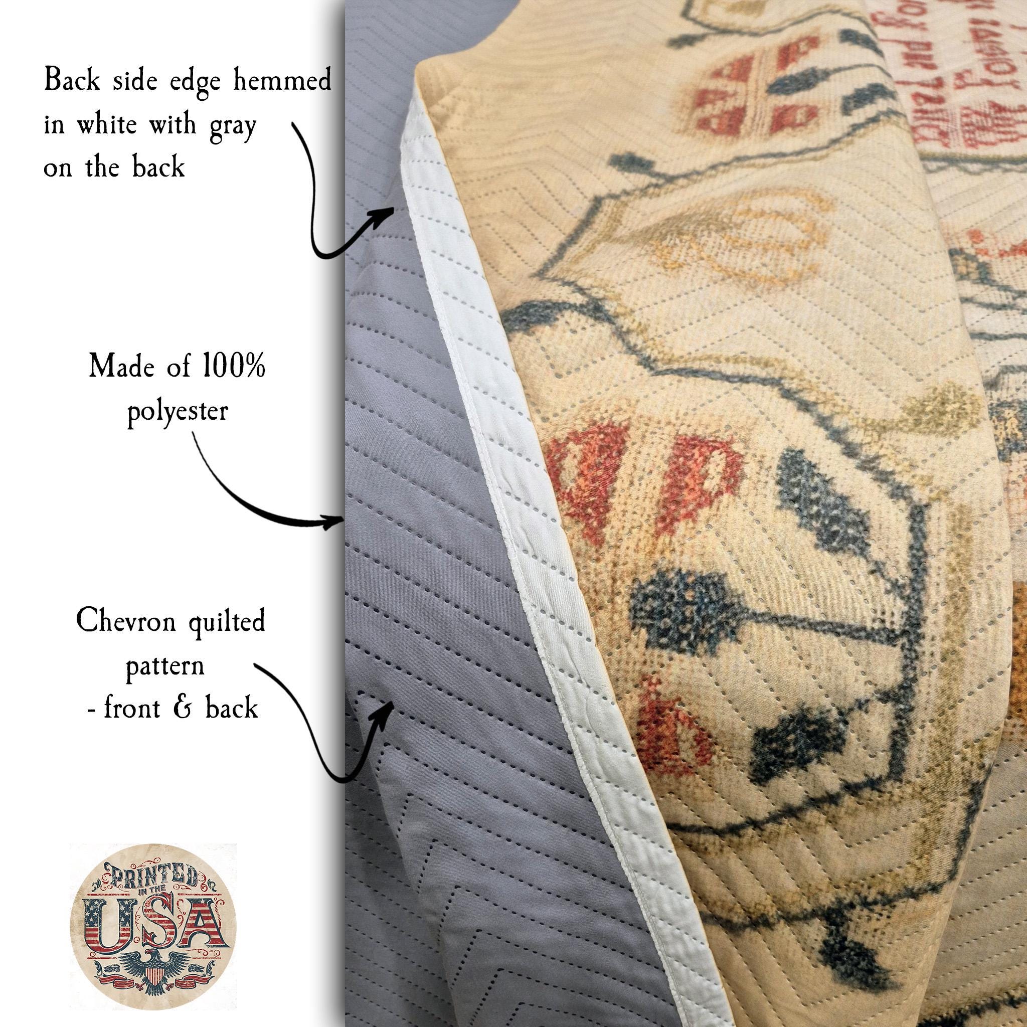 Adam and Eve Sampler Quilted Coverlet - Primitive Textile, Early ...