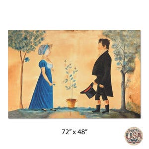 Colonial Couple Folk Art Rug - 19th Century, Primitive Decor, Folk Art ...