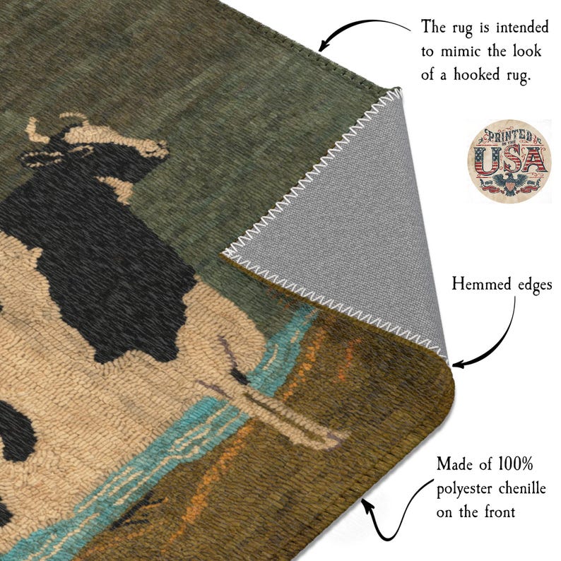 Folk Art Chicken and Cow Floor Rug - Primitive Design, Farmhouse Art ...