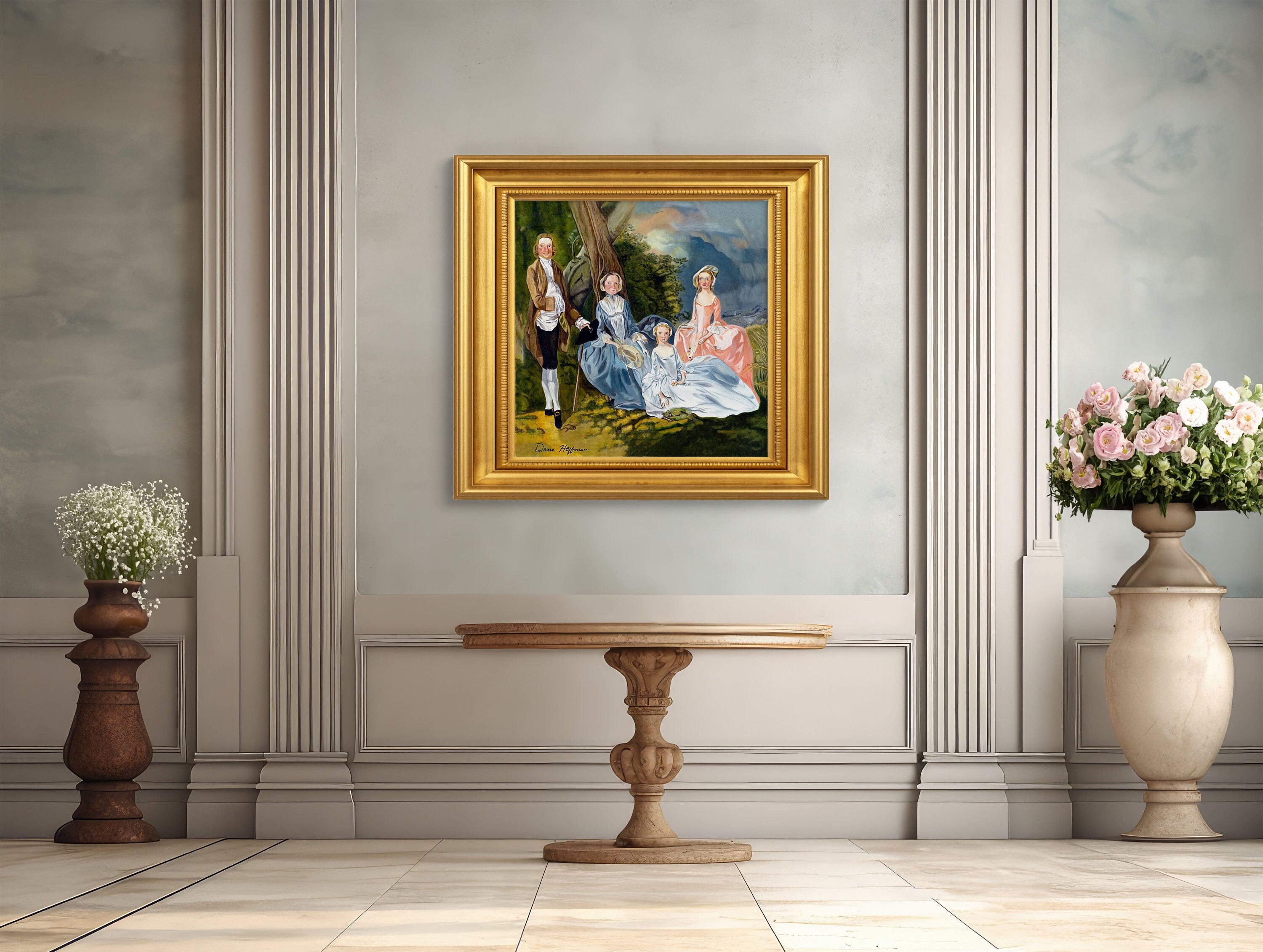 Colonial Family Artwork L Colonial L Folk Art Decor L Colonial Decor L ...