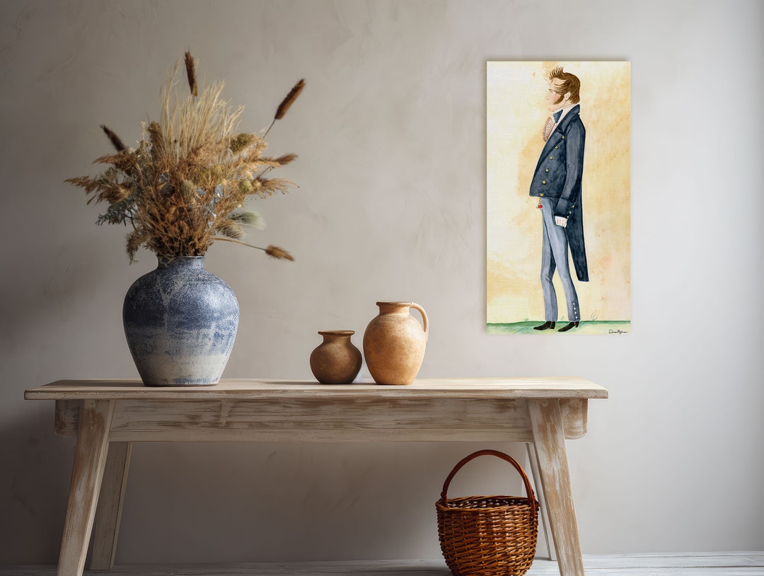 Stately Man Artwork L Folk Art Picture L Primitive Picture L Colonial ...