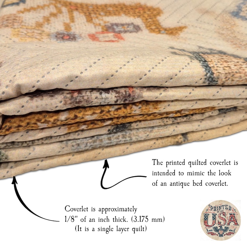 Adam and Eve Sampler Quilted Coverlet - Primitive Textile, Early ...