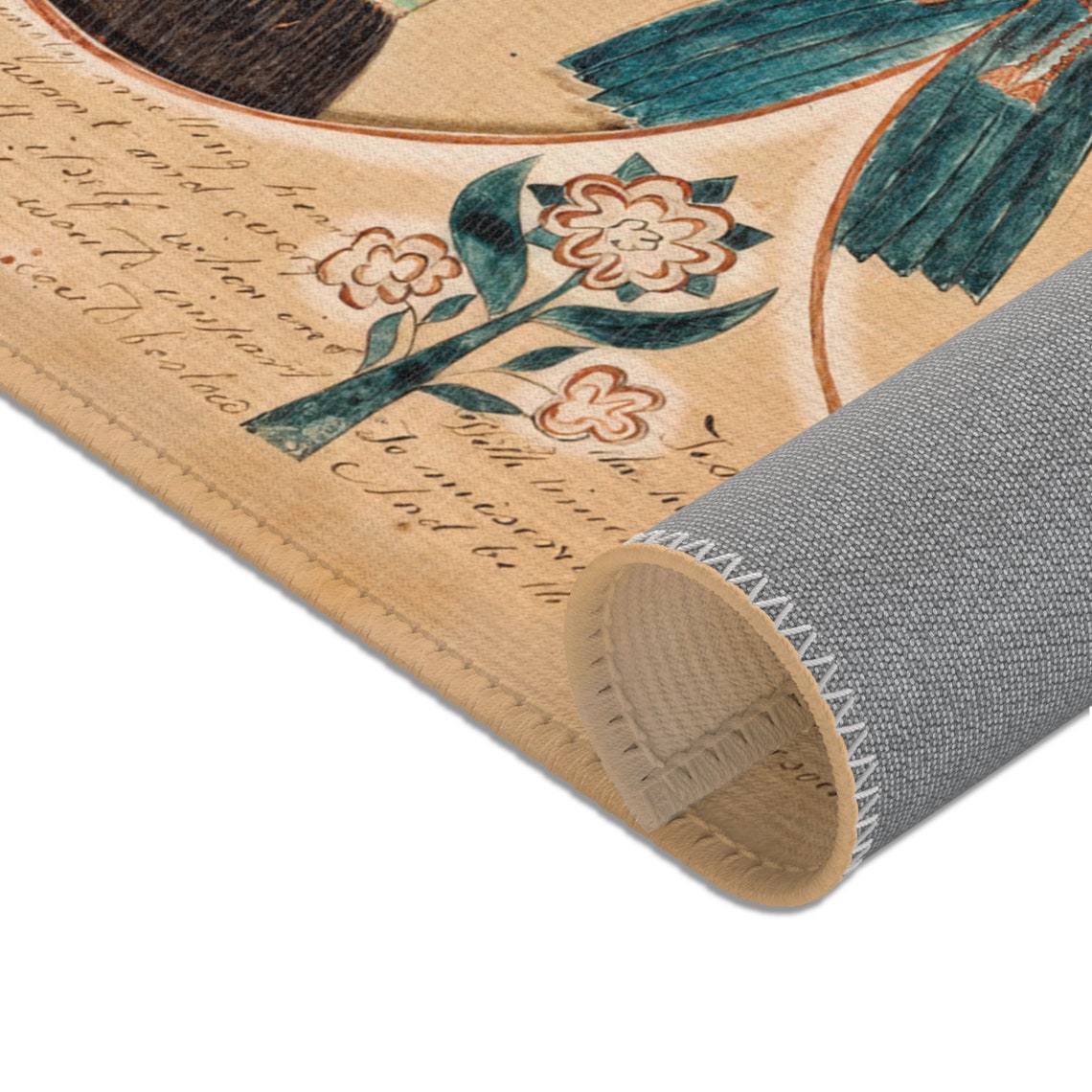 Vintage 19th Century Folk Art Couple Floor Rug Primitive Textile ...