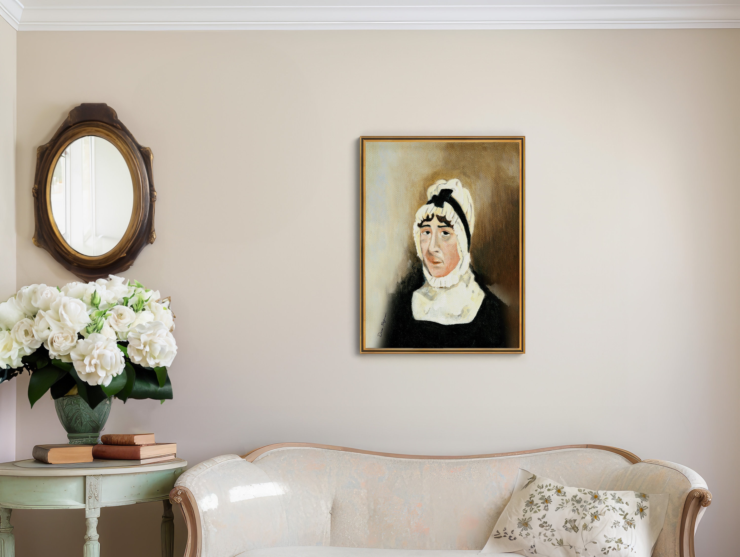 Portrait of a Quaker Woman, Wall Art, Oil Painting, Folk Art Picture ...