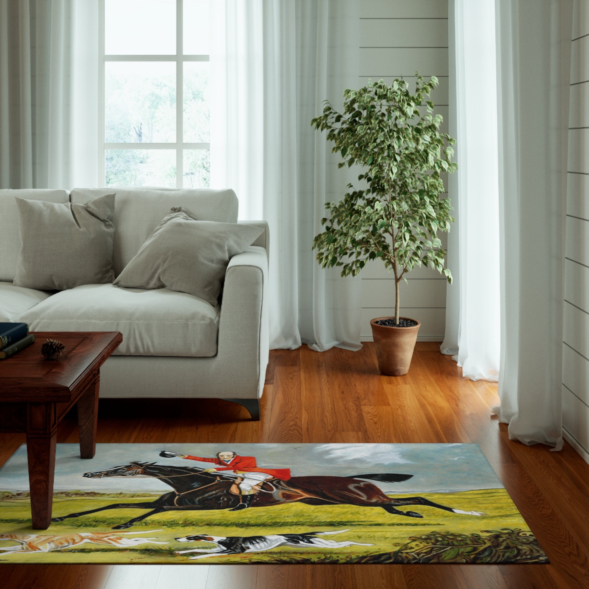 Talley Ho Hunt Rug, Fox Hunt, 18th Century, Home Decor, Primitive Art ...