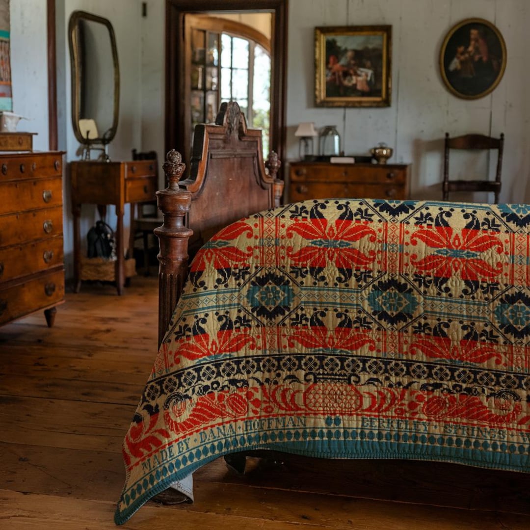 Colonial Quilted Coverlet - Primitive Textile, Early American Bedding ...