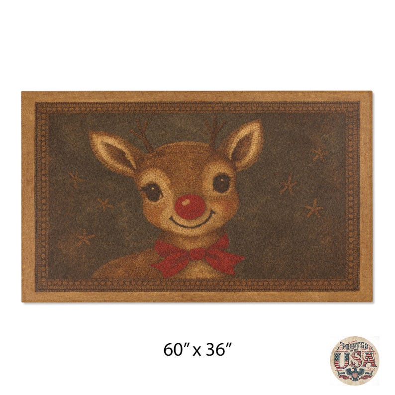 Baby Red-nosed Reindeer Rug - Primitive Decor, Early Americana, Vintage ...