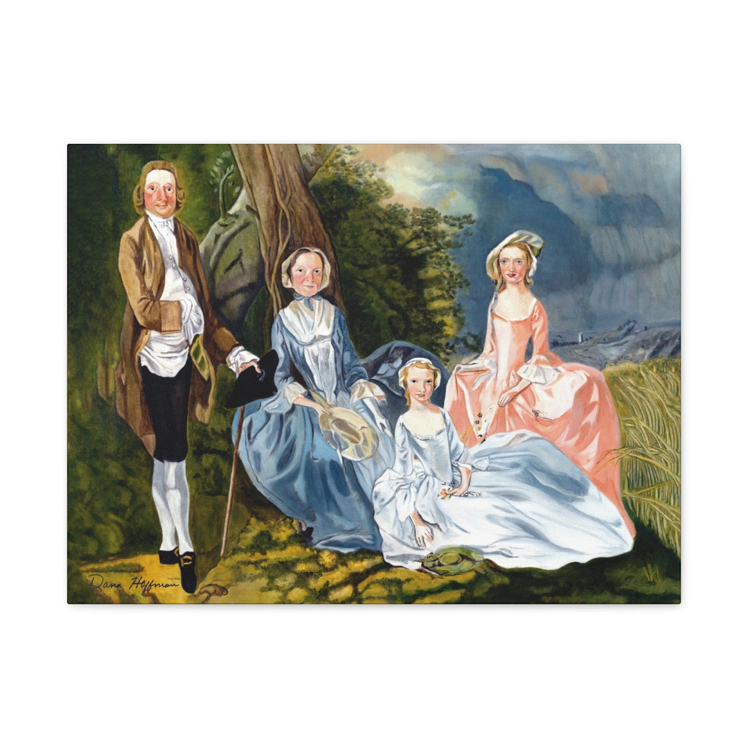Colonial Family Artwork L Colonial L Folk Art Decor L Colonial Decor L ...