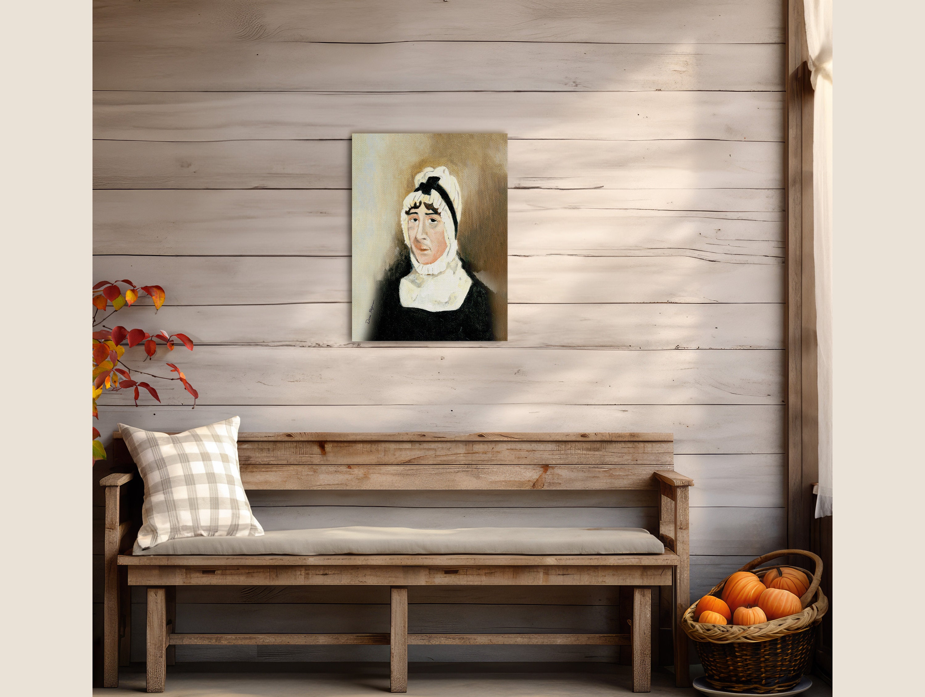 Portrait of a Quaker Woman, Wall Art, Oil Painting, Folk Art Picture ...