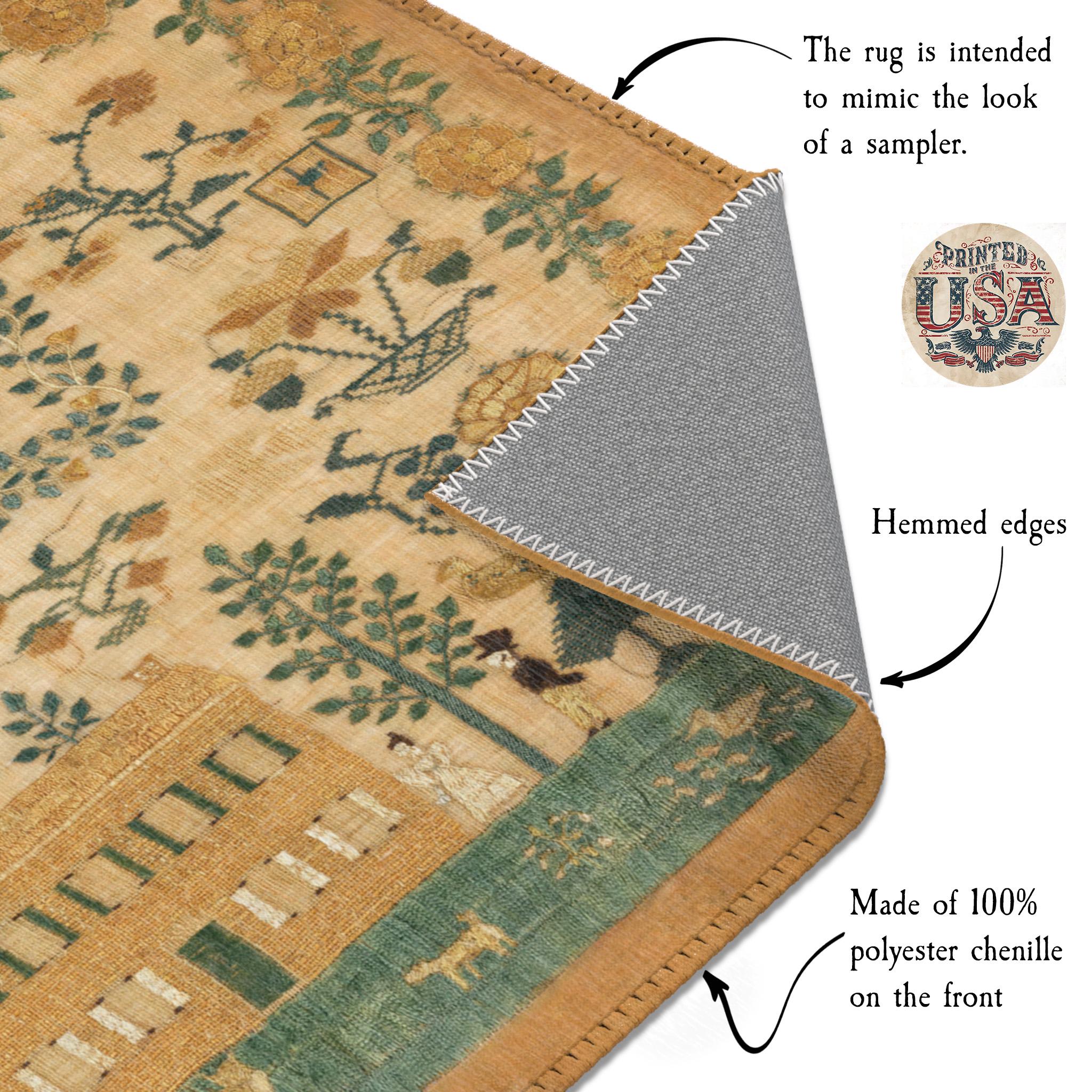 Homespun Colonial House Sampler Rug - Primitive Folk Art , Home Decor ...