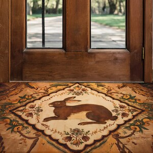 Colonial America Inspired Rabbit Folk Art Rug - Handmade Home Decor ...
