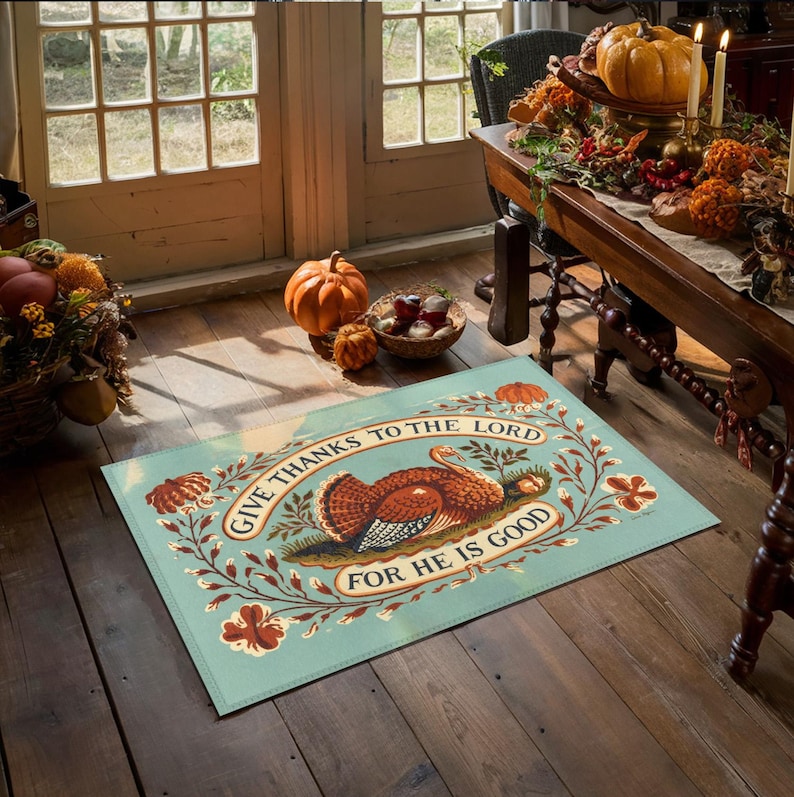 Early American Thanksgiving Accent Rug - Farmhouse Antique, Unique Home ...