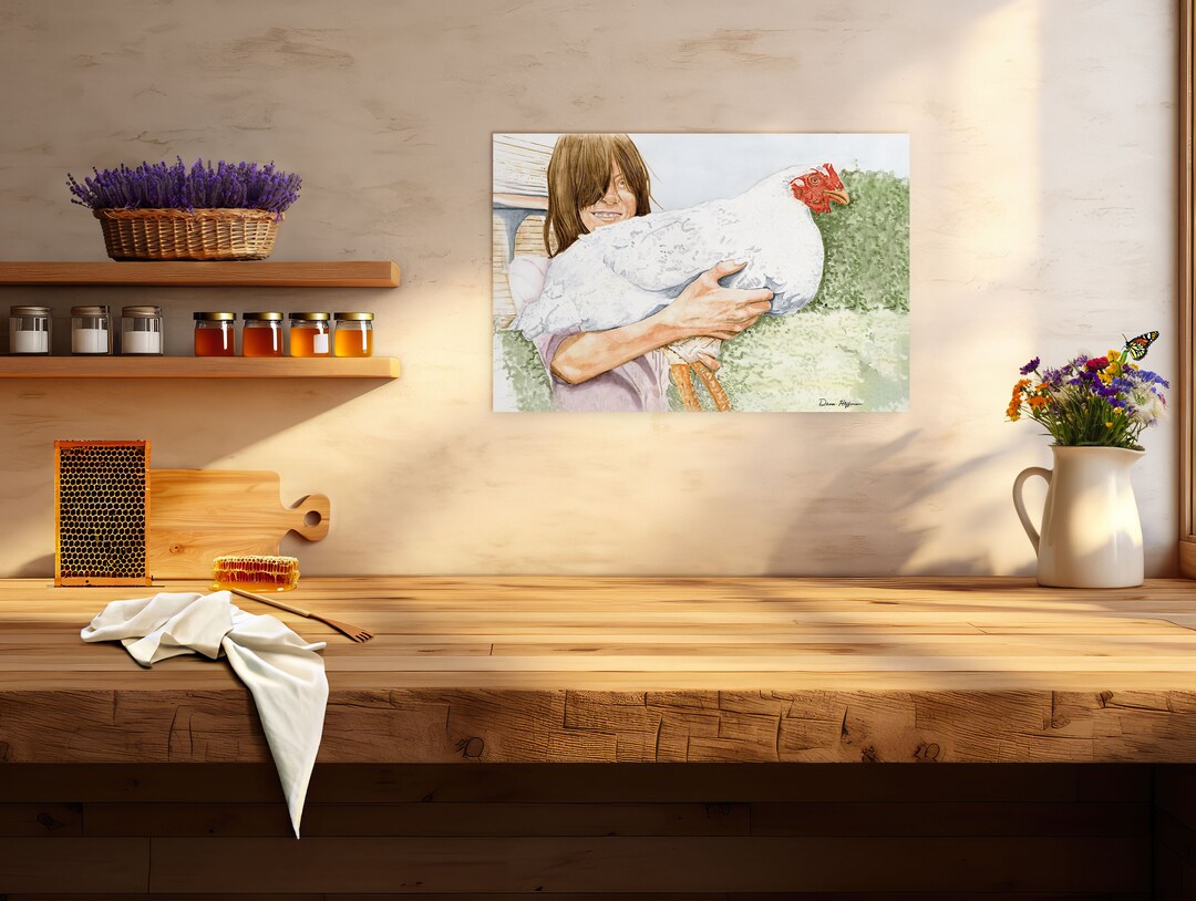 Ruth Ann the Chicken, Watercolor Painting, Folk Art Picture, Primitive ...