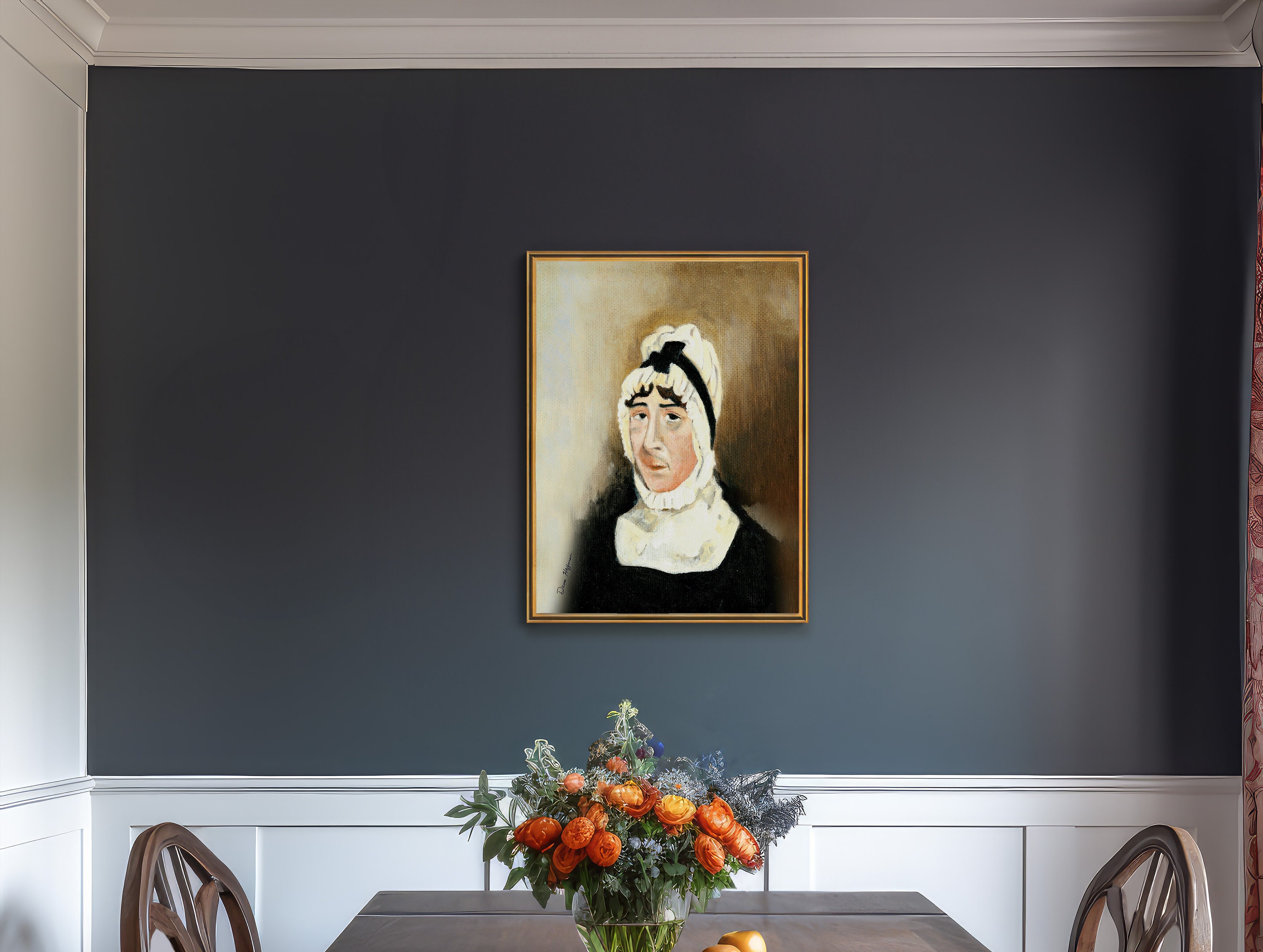 Portrait of a Quaker Woman, Wall Art, Oil Painting, Folk Art Picture ...
