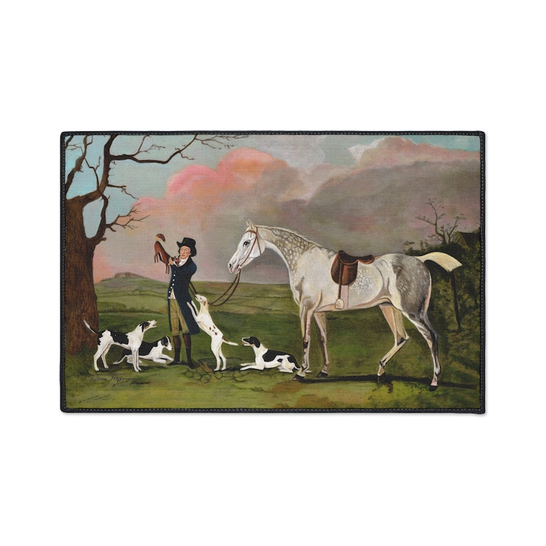 The Fox Hunt Floor Mat, Antique English Decor, Farmhouse Vintage, 18th ...